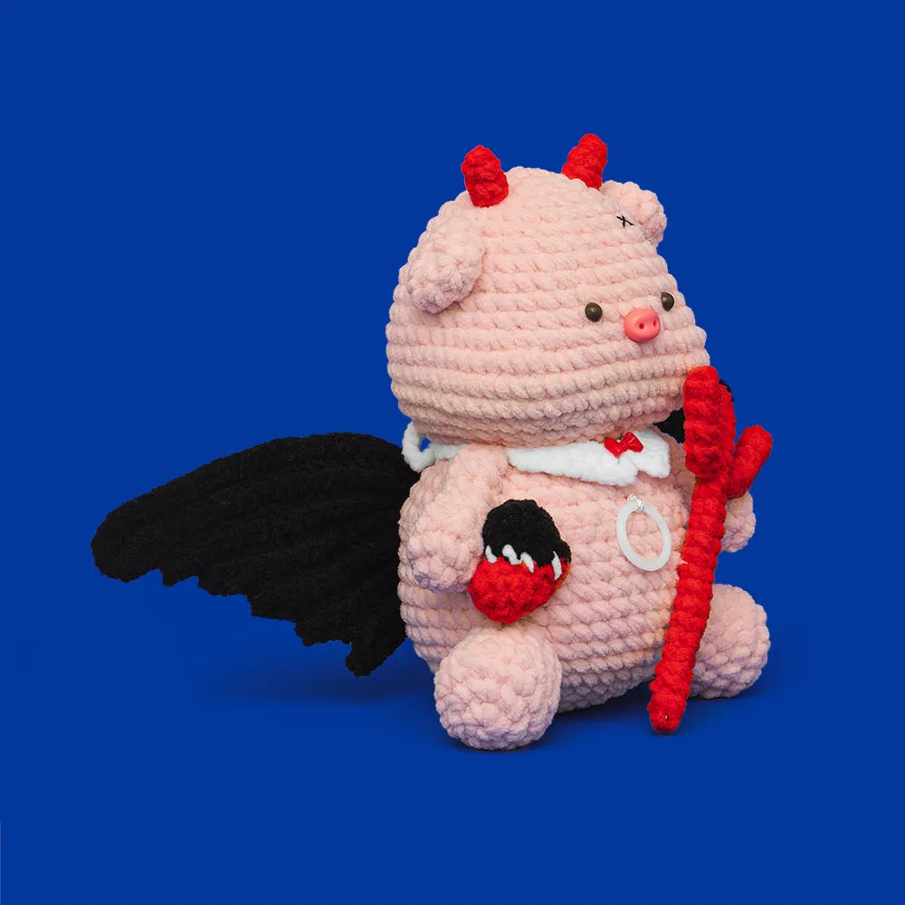 Devil Piggy Stuffed Animal Plush Toy Crochet Kit for Advanced – HiCrochet