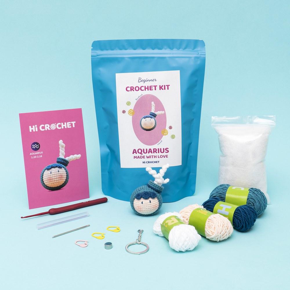 Zodiac Crochet Kits, Aquarius Crochet Kit for Beginners, Crocheting Kit ...