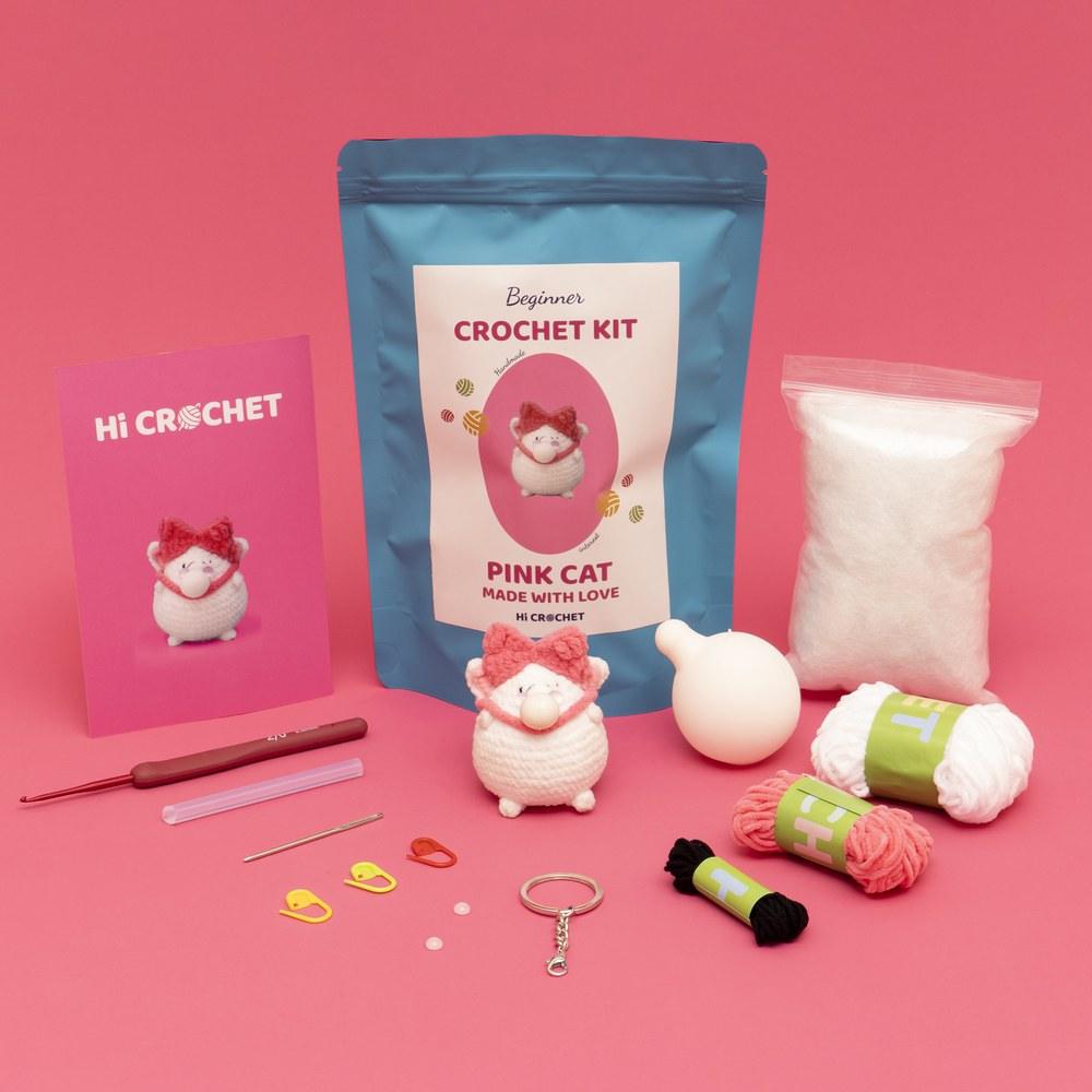 Press Bubble Animals Pink Cat Crochet Kit – HiCrochet